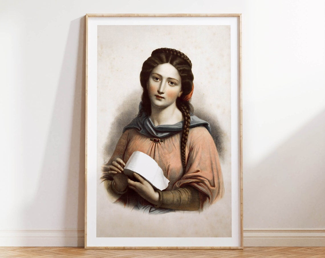 Funny Bathroom Portrait Print Bathroom Art Wall Decor Lady Classical ...