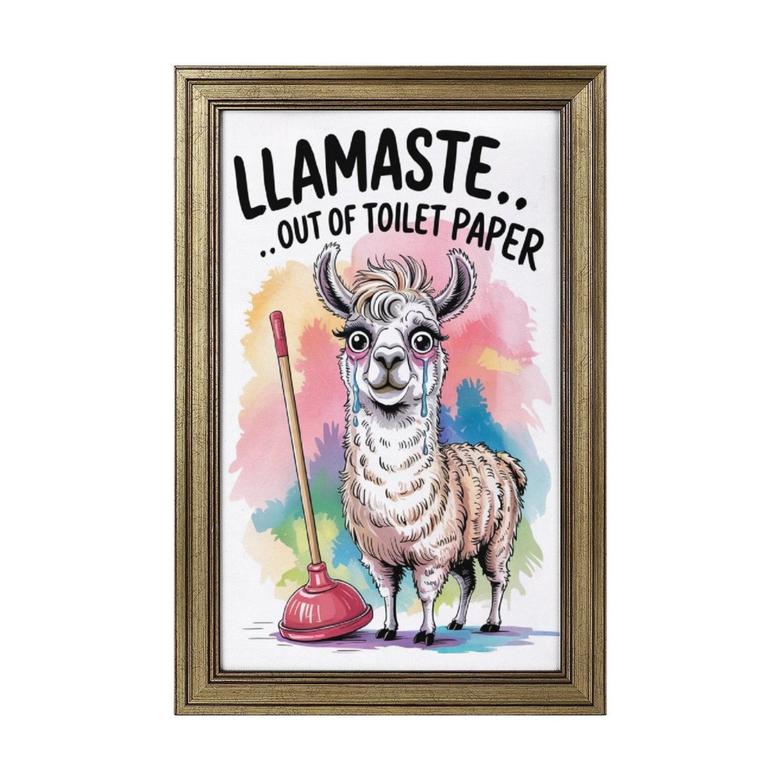 Funny Bathroom Poster With Crying Llama And Toilet Paper Humor Art ...