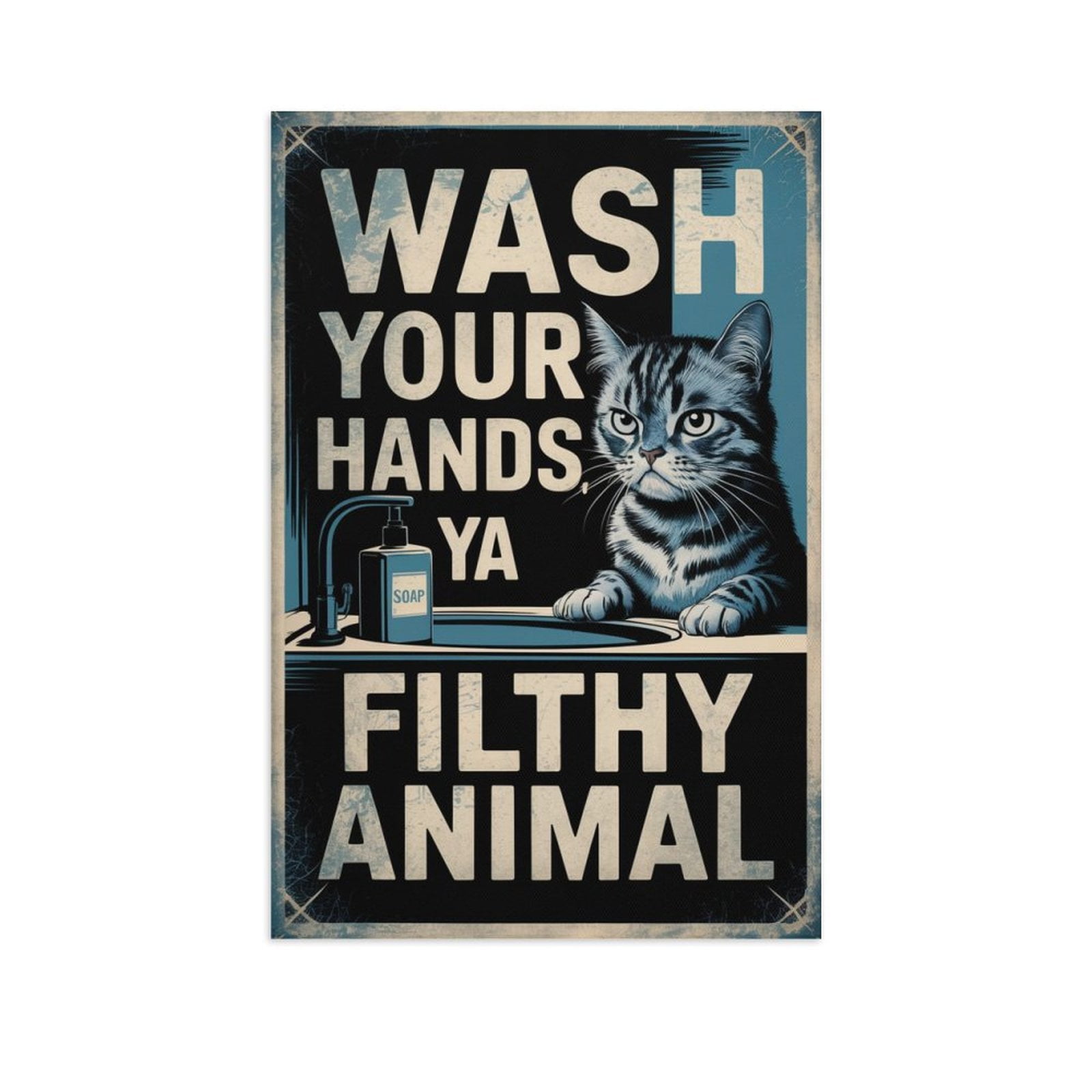 Funny Bathroom Poster with Grumpy Cat And Wash Your Hands Message for ...