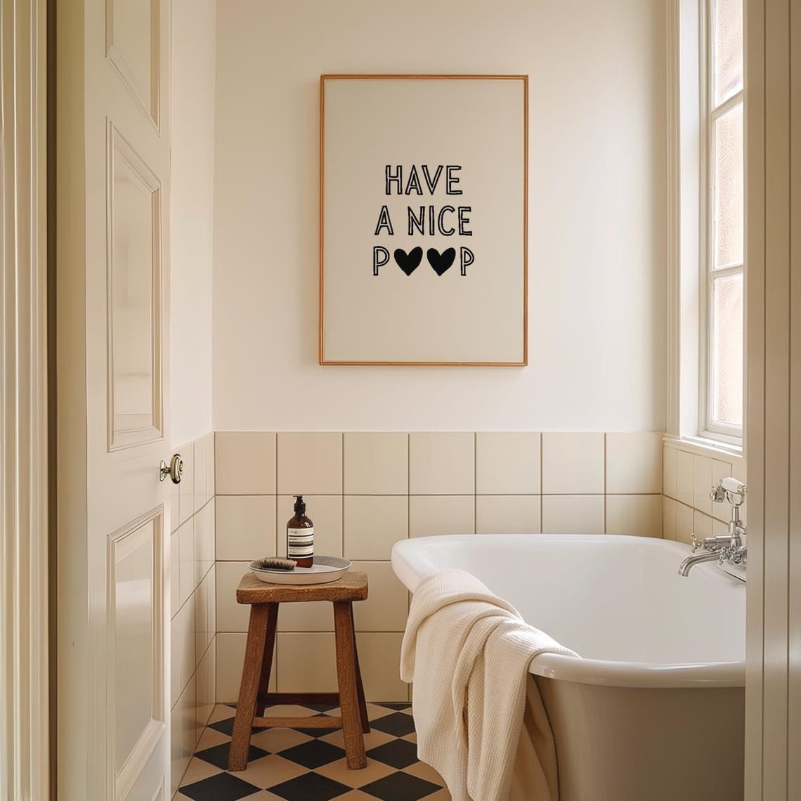 Funny Bathroom Print: Have A Nice Poop Wall Art, Heart Typography #2545 ...