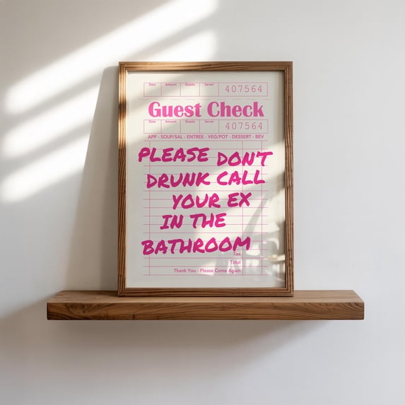 Funny Bathroom Print: Hot Pink Guest Check Wall ArtPoster, Poster Only ...