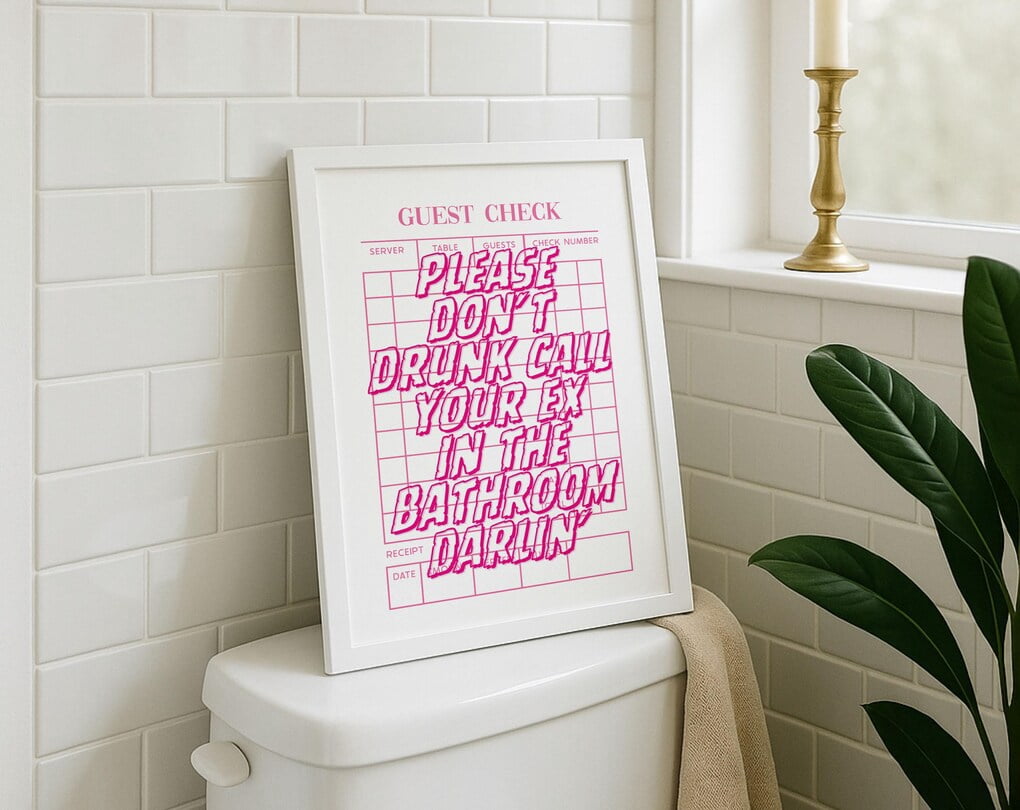Funny Bathroom Quote Wall Art, Digital Pink Printable Poster, Drunk ...