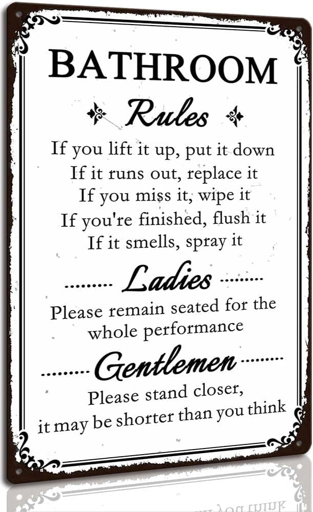 Funny Bathroom Rules Sign Please Flush Toilet Sign Vintage Bathroom ...
