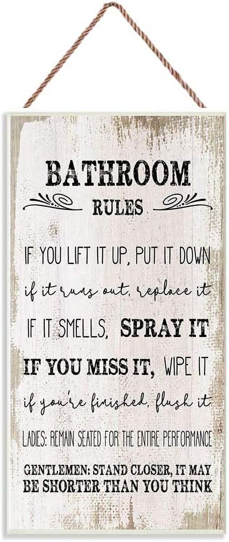 Funny Bathroom Rules Sign Solid Wood Farmhouse Bathroom Decor Rustic ...