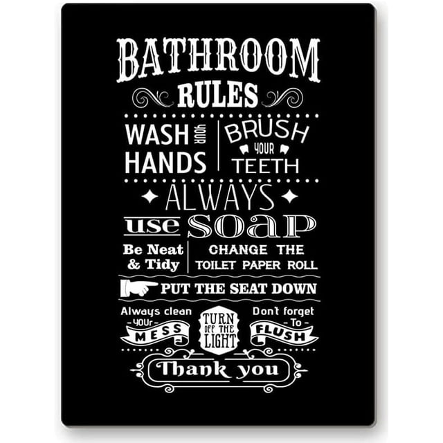 Funny Bathroom Rules Sign Toilet Restroom Poster Plaque Wall Art Fun ...