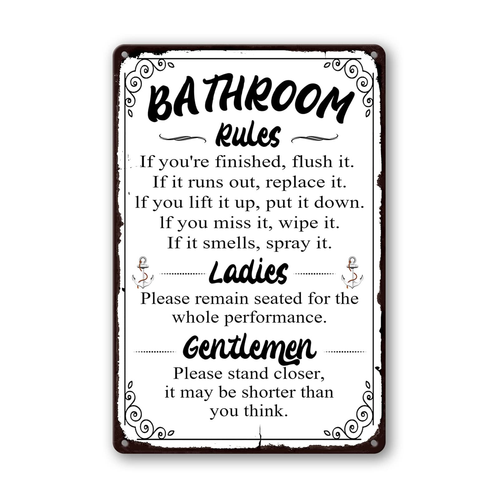 Funny Bathroom Rules Signs Metal Tin Sign, Please Flush Toilet Sign For ...