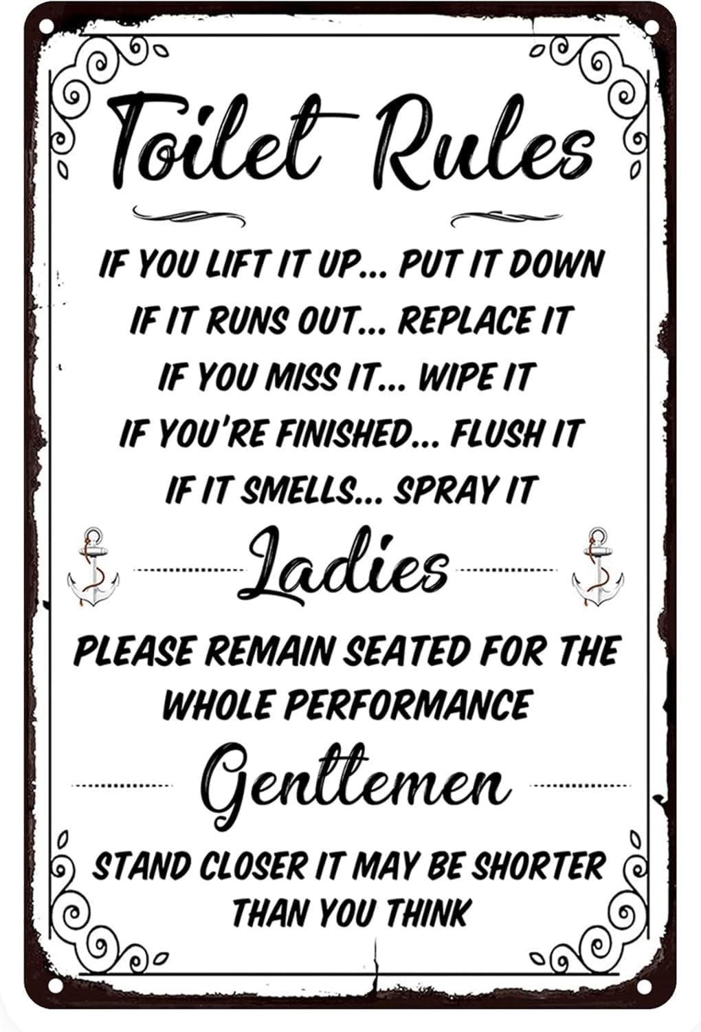 Funny Bathroom Rules Signs Metal Tin Sign- Please Flush Toilet Sign ...