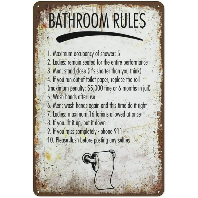 Retro Bathroom Signs 9 Pieces Bathroom Wall Art Wall Decor, Funny
