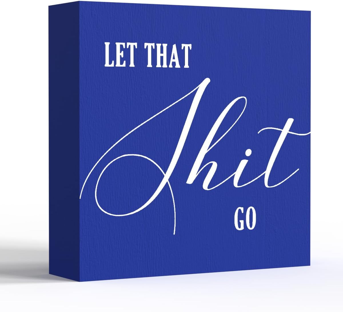 Funny Bathroom Sign - Blue Wood Box Sign for Restroom, Half Bath, Guest ...