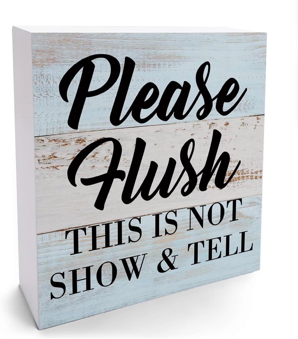Funny Bathroom Sign Bathroom Decor Desk Decor Wooden Box Sign Rustic ...