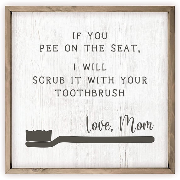 Funny Bathroom Sign Don't Pee On The Seat 12x12 (Frame Included ...
