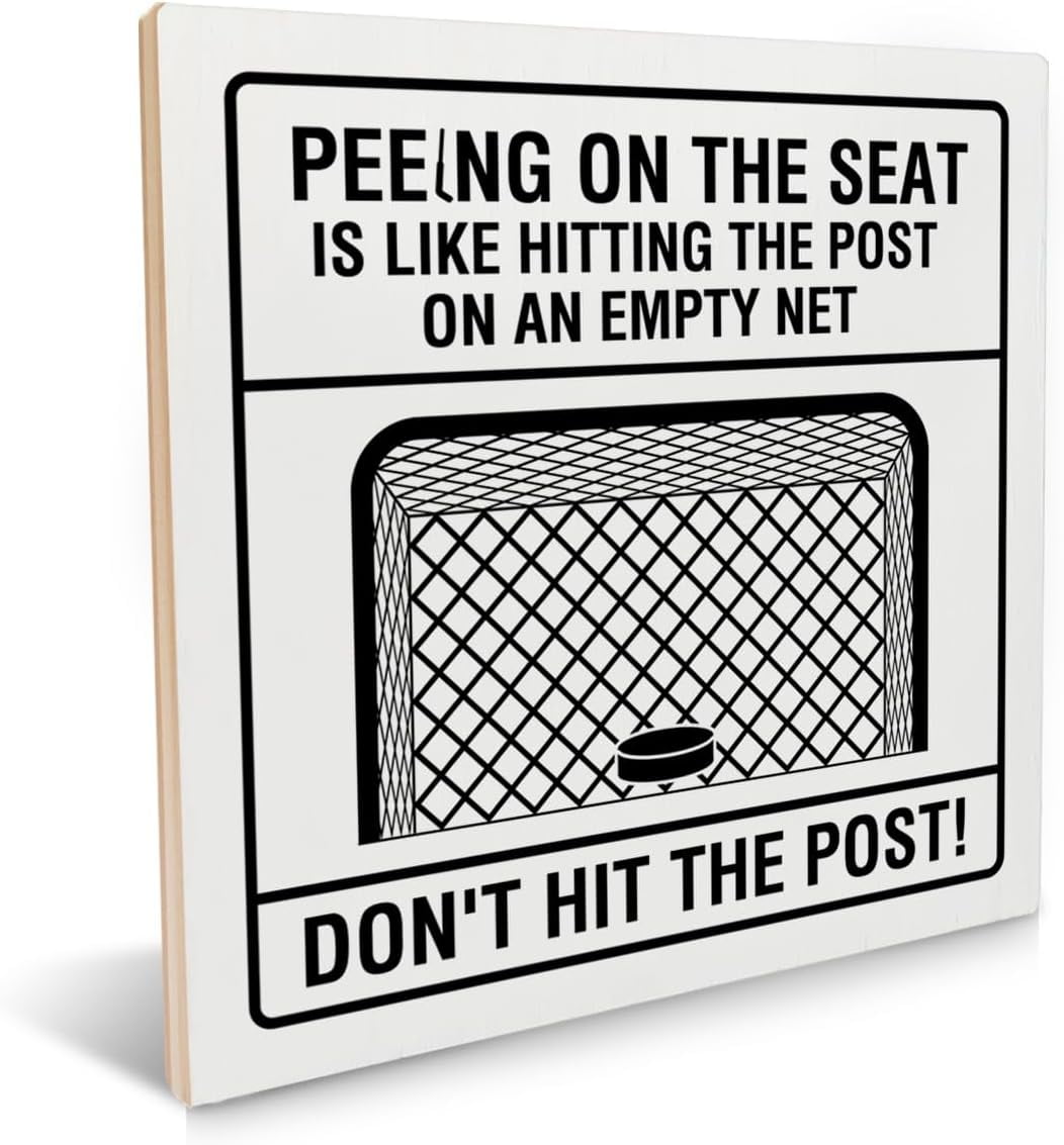 Funny Bathroom Sign Hockey Bathroom Wood Plaque Signs Rustic Decorative ...