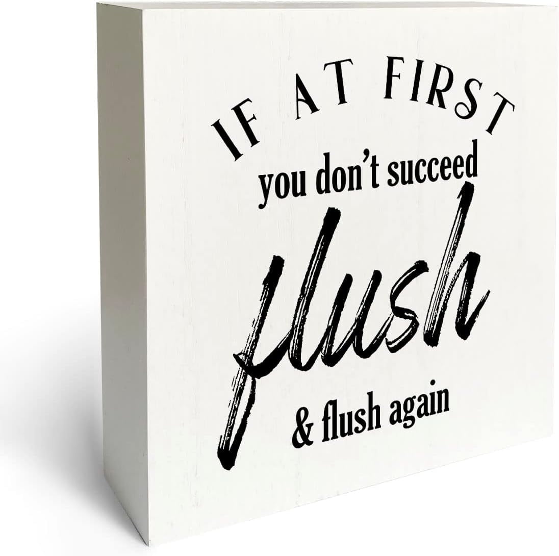 Funny Bathroom Sign Humorous Home Decor for Guest Bathroom Wooden Box ...