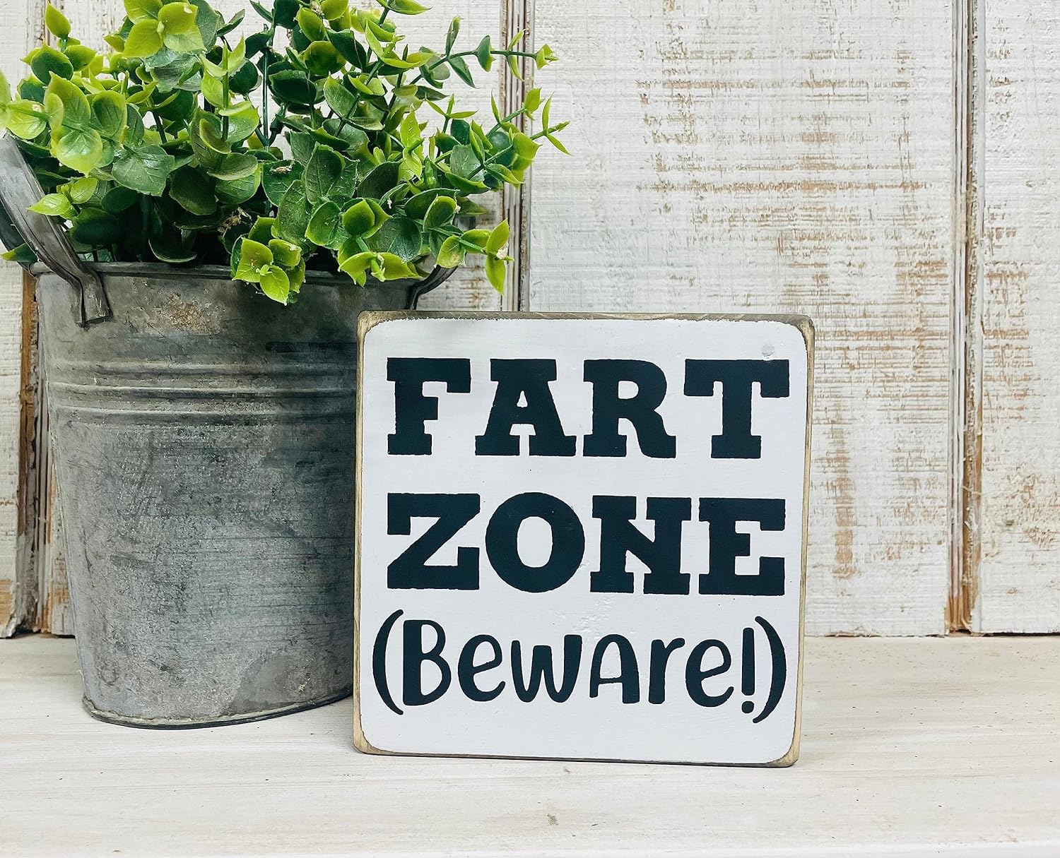Funny Bathroom Signs, Beware Of The Fart Zone Hand Drawn Wooden Signs ...