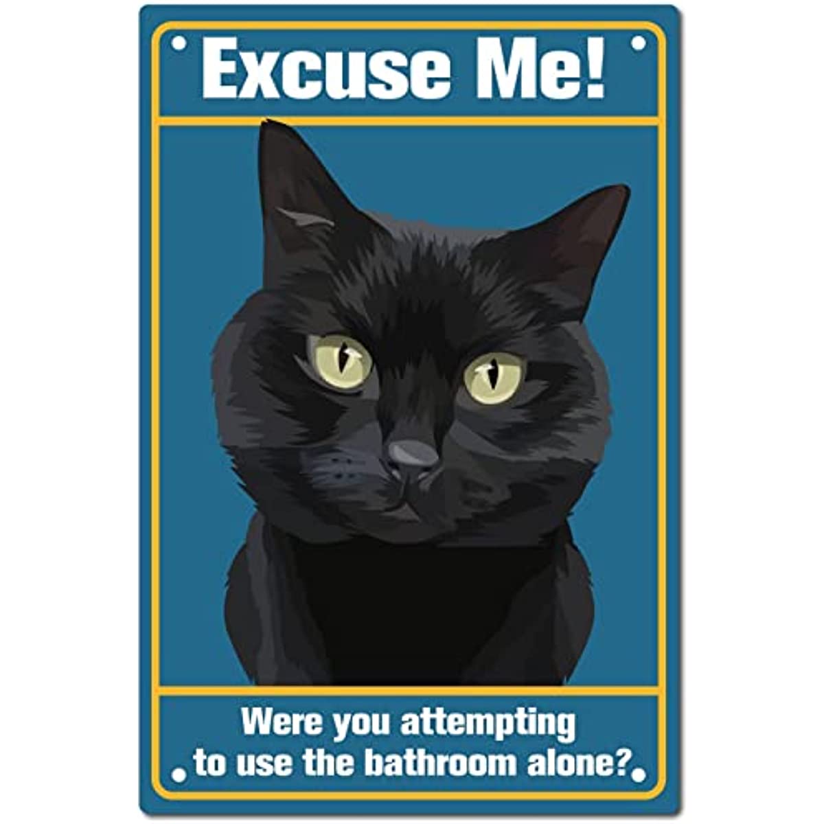 Funny Bathroom Signs Cat Tin Sign Metal Vintage Plaque Poster Wall Art ...