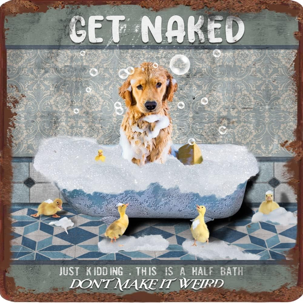 Funny Bathroom Signs, Just Kidding This is A Half Bath Vintage Tin Sign ...