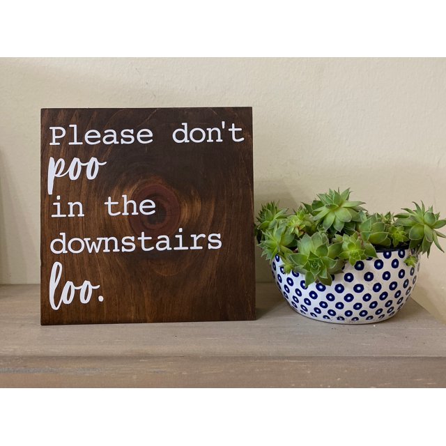 Funny Bathroom Signs - Please Do Not Poop Downstairs Toilet Signs - Funny Poop Signs - Farmhouse ...