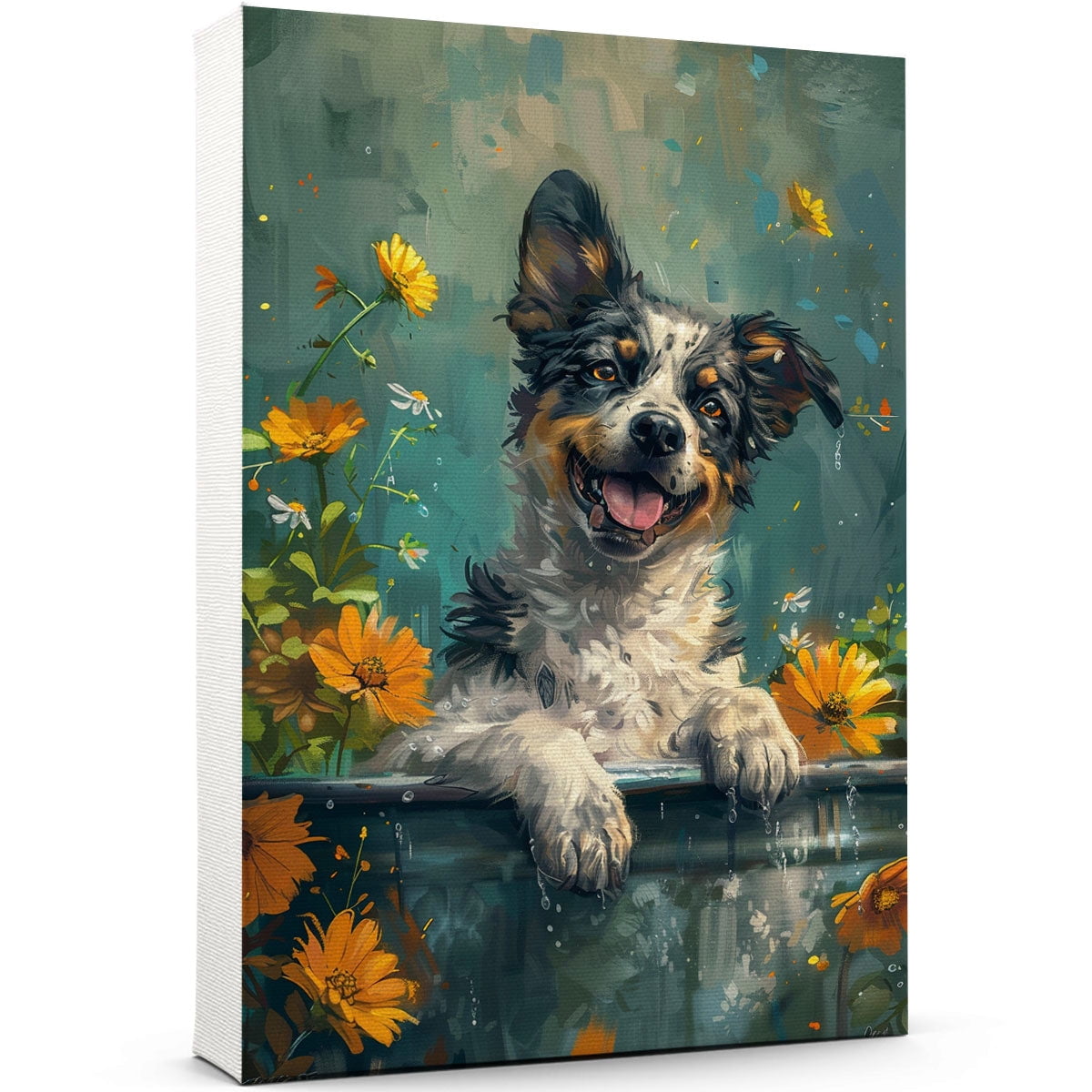 Funny Bathroom Wall Art CuteAustralian Stumpy Tail Cattle Dog Canvas ...