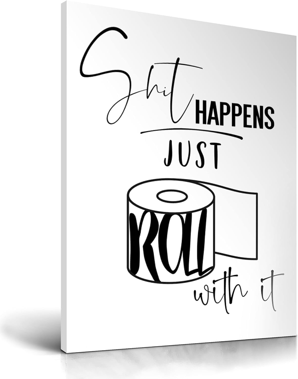 Funny Bathroom Wall Art Decor, Black and White Toilet Paper Wall Art ...