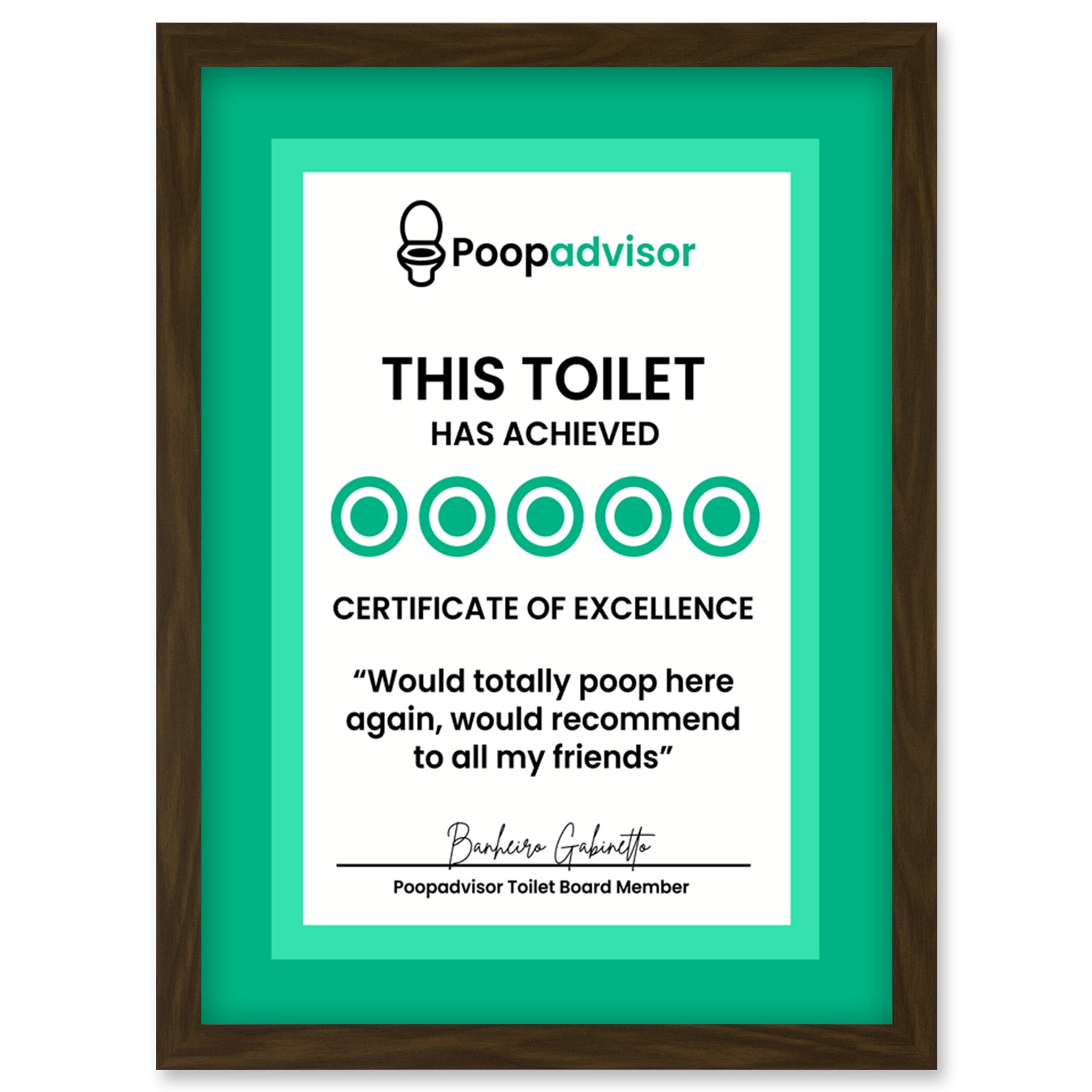 Funny Bathroom Wall Art Five Stars Poop Advisor Toilet Sign Bathroom ...