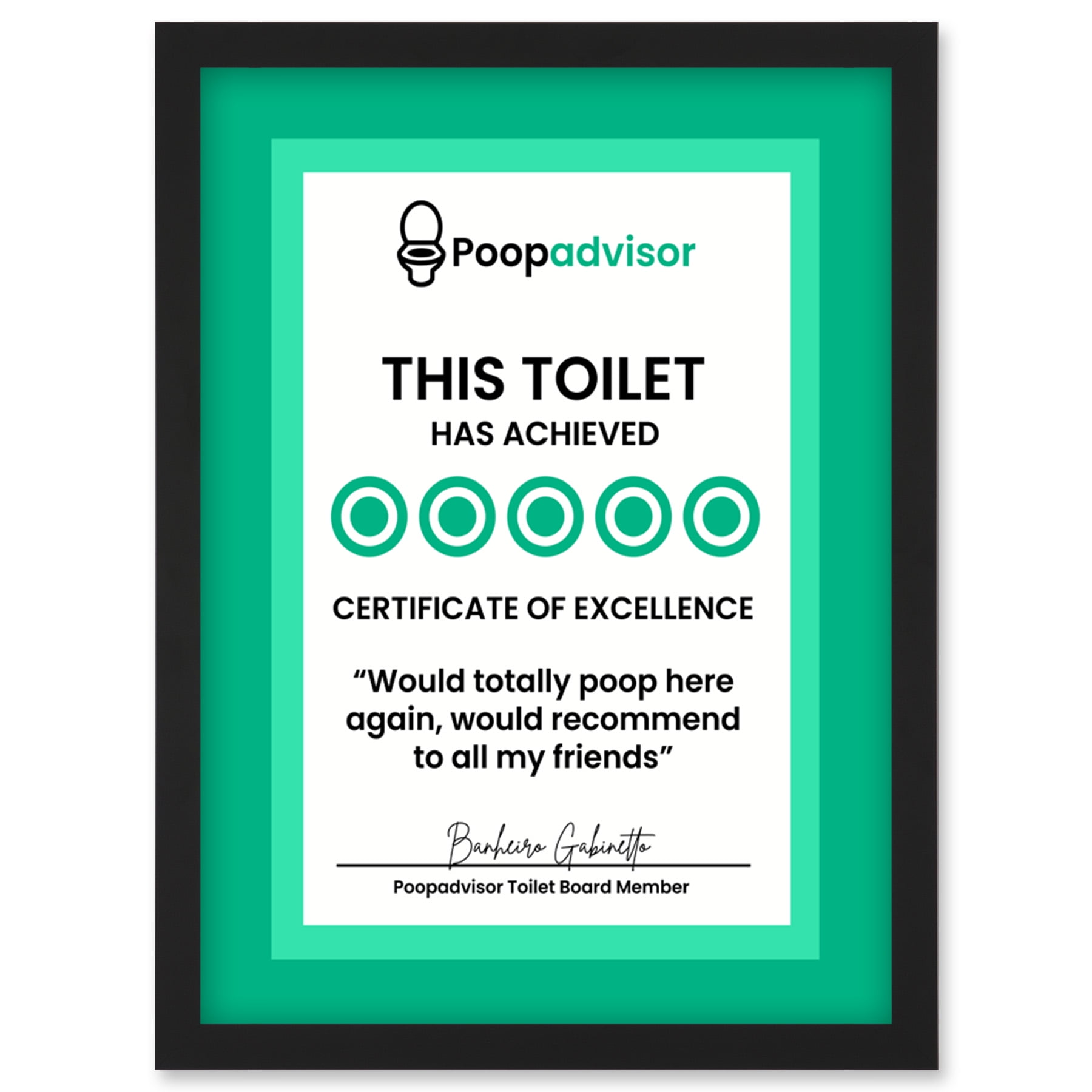 Funny Bathroom Wall Art Five Stars Poop Advisor Toilet Sign Bathroom ...