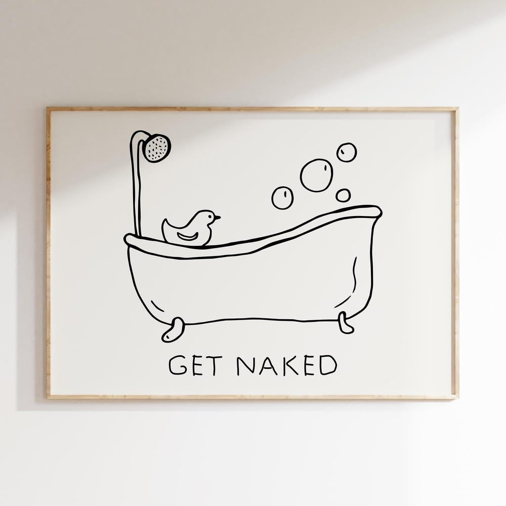 Funny Bathroom Wall Art, Minimalist Line Art Poster UNFRAMED PAPER ...