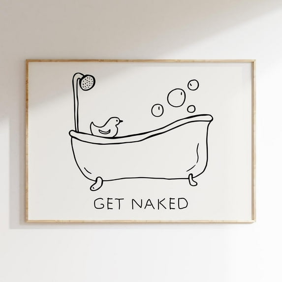 Funny Bathroom Wall Art, Minimalist Line Art Poster UNFRAMED PAPER ...