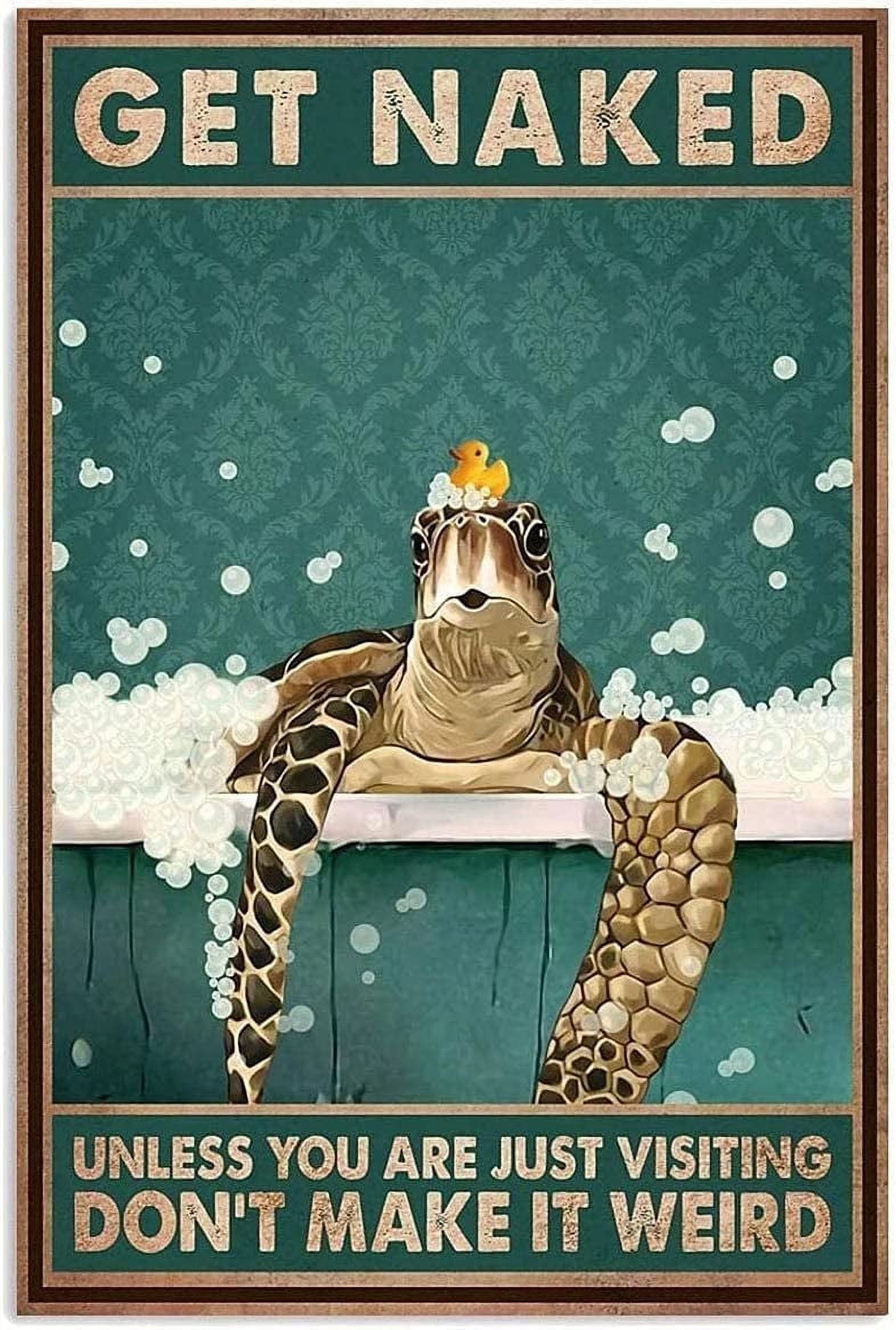 Funny Bathroom Wall Sign Vintage Tin Metal Poster Art Ocean Turtle 8 x ...