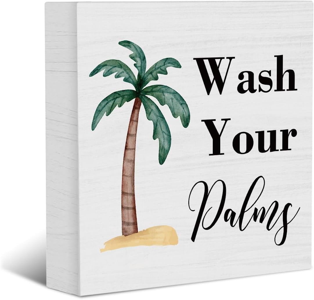 Funny Bathroom Wood Block Plaque Box Signs Rustic Farmhouse Bathroom ...