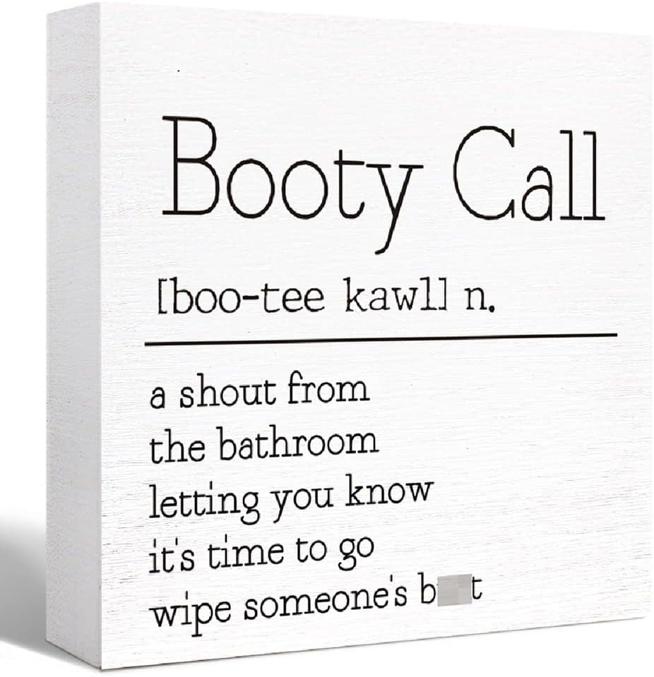 Funny Bathroom Wood Sign Booty Call Definition Wood Block Sign for ...