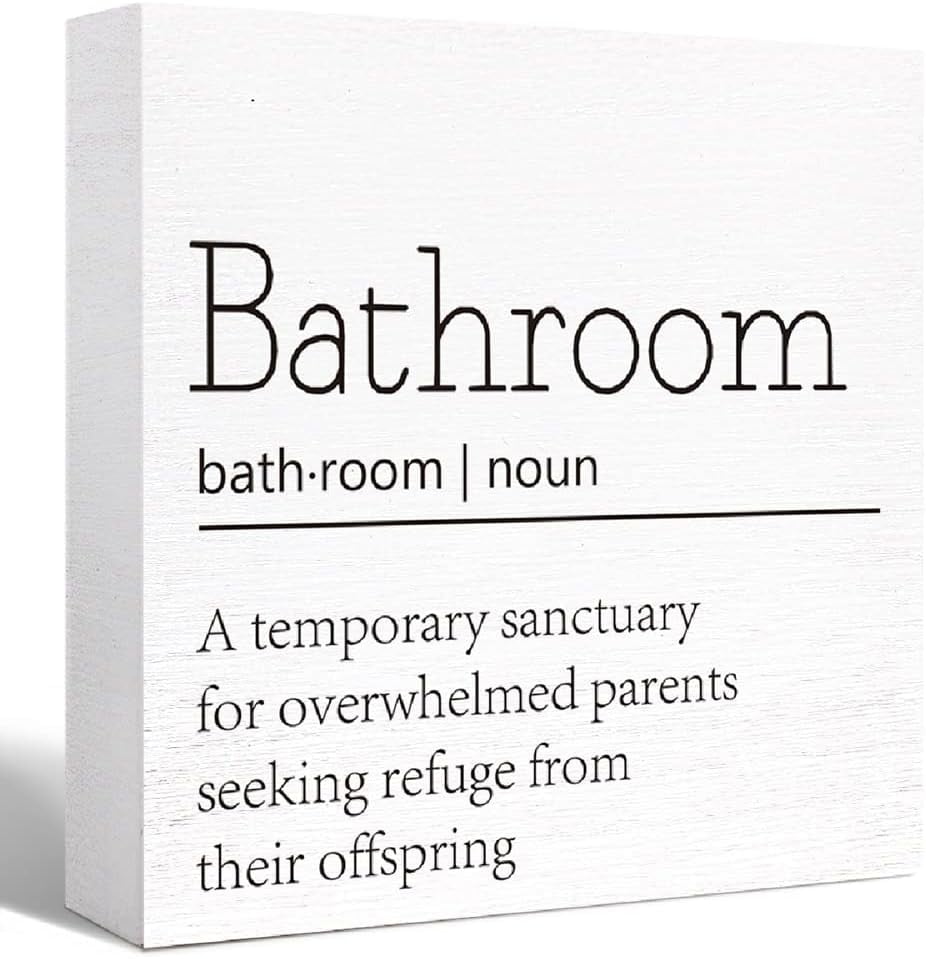 Funny Bathroom Wood Sign Bathroom Definition Wood Block Sign for ...