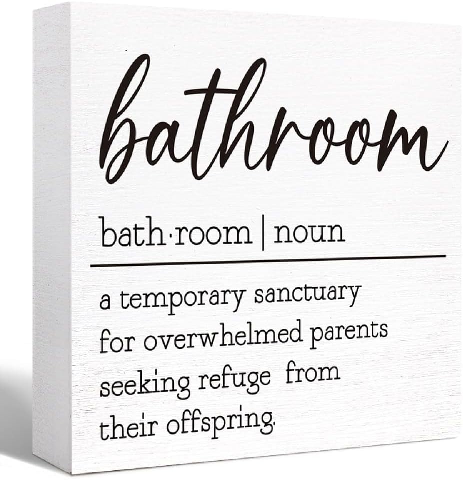 Funny Bathroom Wood Sign Bathroom Definition Sign Wood Block Sign for ...