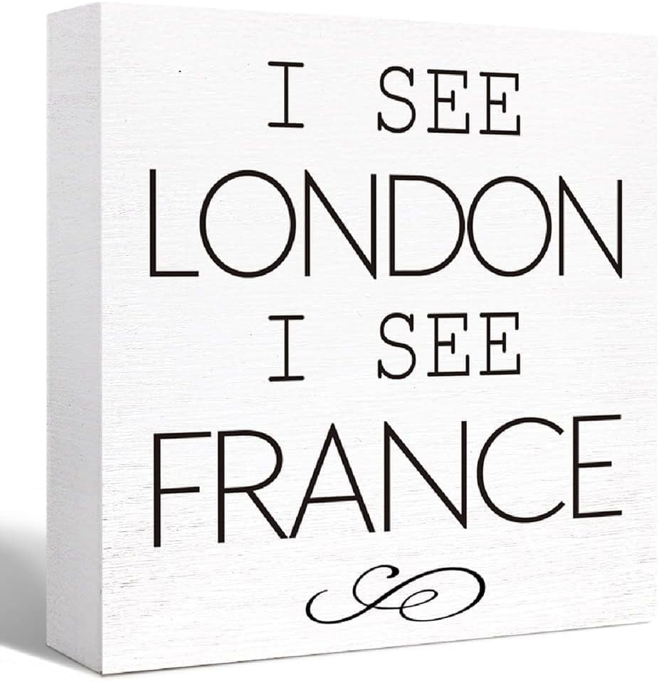 Funny Bathroom Wood Sign I See London I See France Wood Block Sign For ...