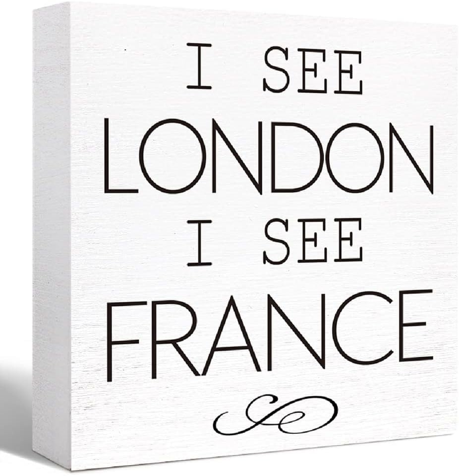 Funny Bathroom Wood Sign I See London I See France Wood Block Sign for ...