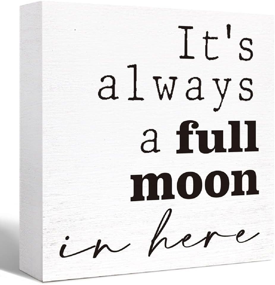 Funny Bathroom Wood Sign It's Always a Full Moon in Here Wood Block ...