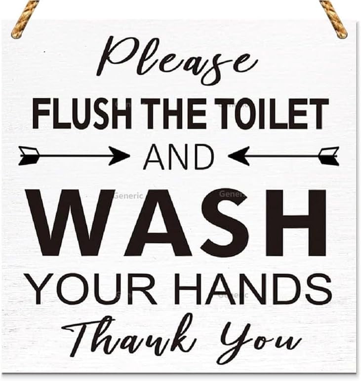 Funny Bathroom Wood Sign Please Flush the Toilet and Wash Your Hands ...