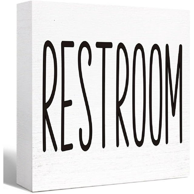 Funny Bathroom Wood Sign Restroom Art Sign Wood Block Sign for Bathroom ...