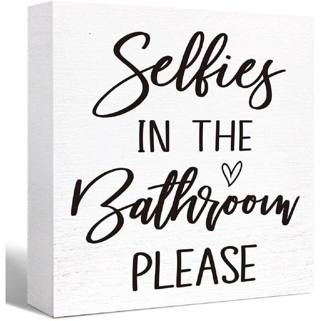 Funny Bathroom Wood Sign Selfies in the Bathroom Please Wood Block Sign ...