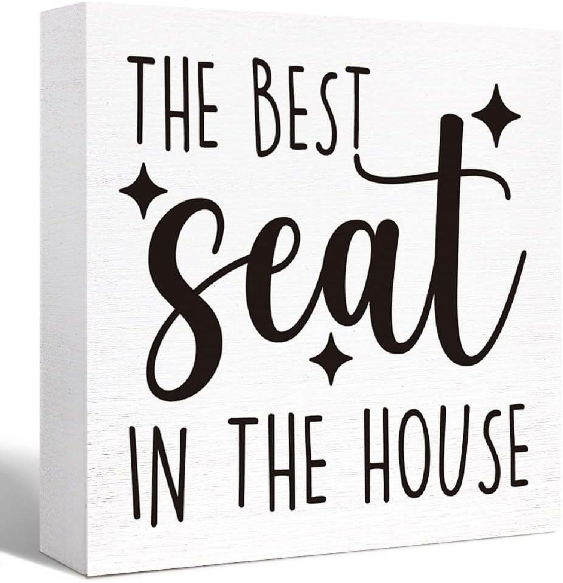 Funny Bathroom Wood Sign The Best Seat in the House Wood Block Sign for ...