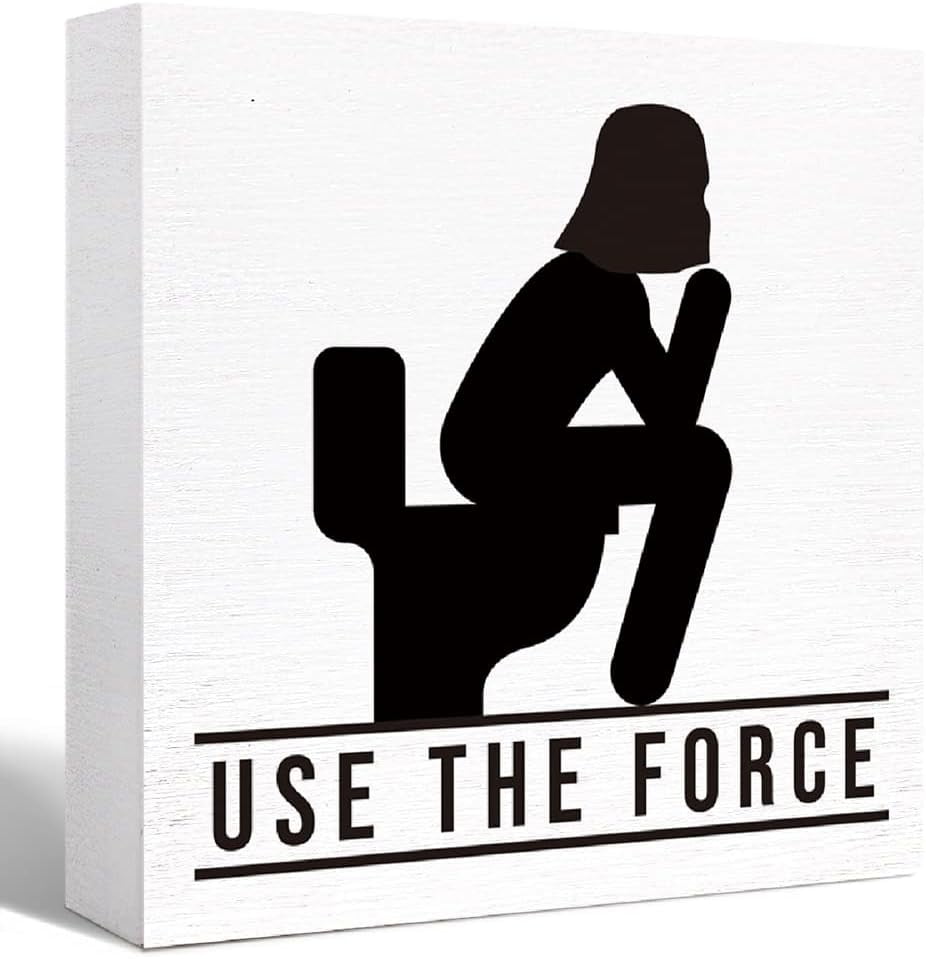 Funny Bathroom Wood Sign Use the Force Wood Block Sign for Bathroom ...