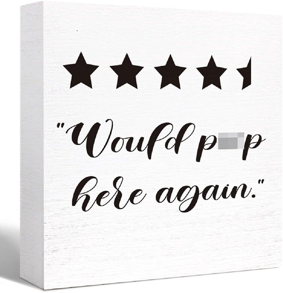 Funny Bathroom Wood Sign Would Poop Here Again Sign Wood Block Sign for ...