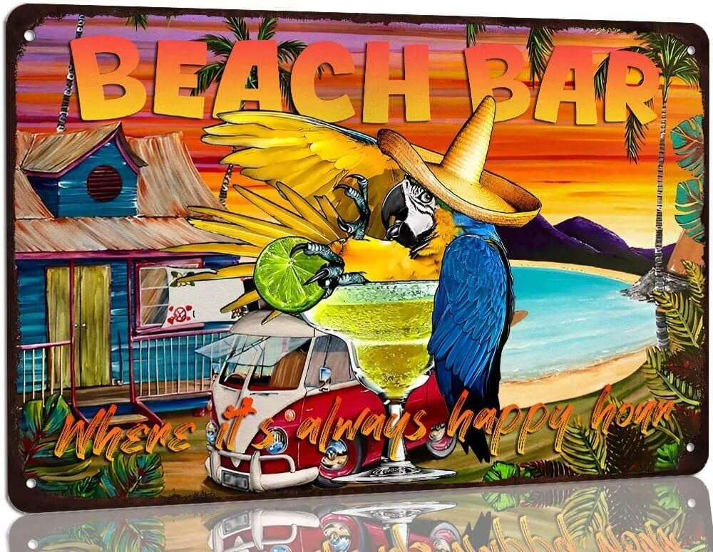 Funny Beach Bar Metal Tin Sign Vintage Beach Bar Where It's Always ...