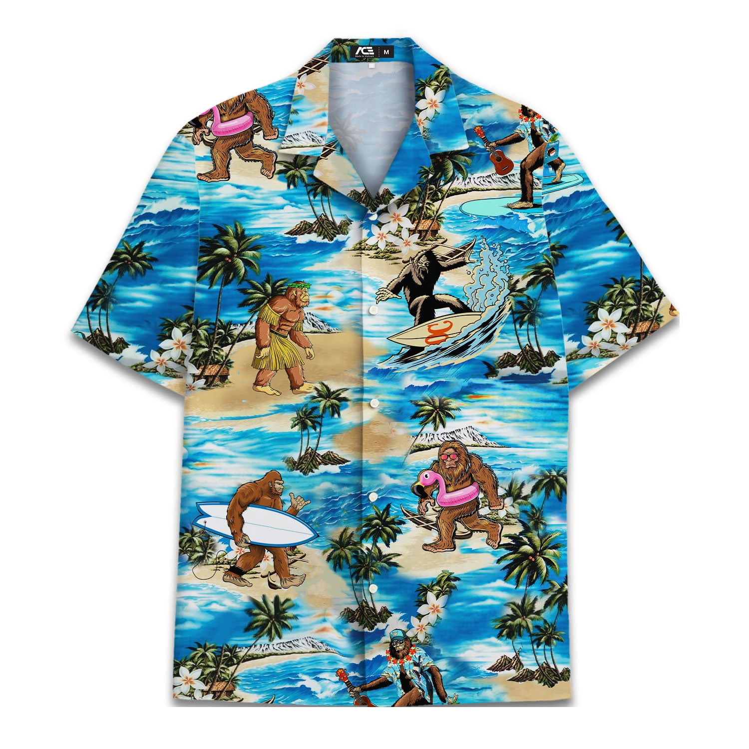 Funny Beach Bigfoot Hawaiian Shirt For Men Big Foot Sasquatch Gifts ...