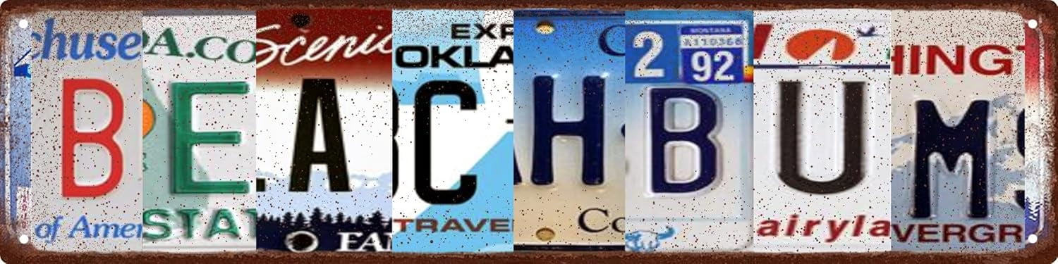 Funny Beach Bum Signs Wall Decor Vintage Metal Tin Signs Street Signs ...