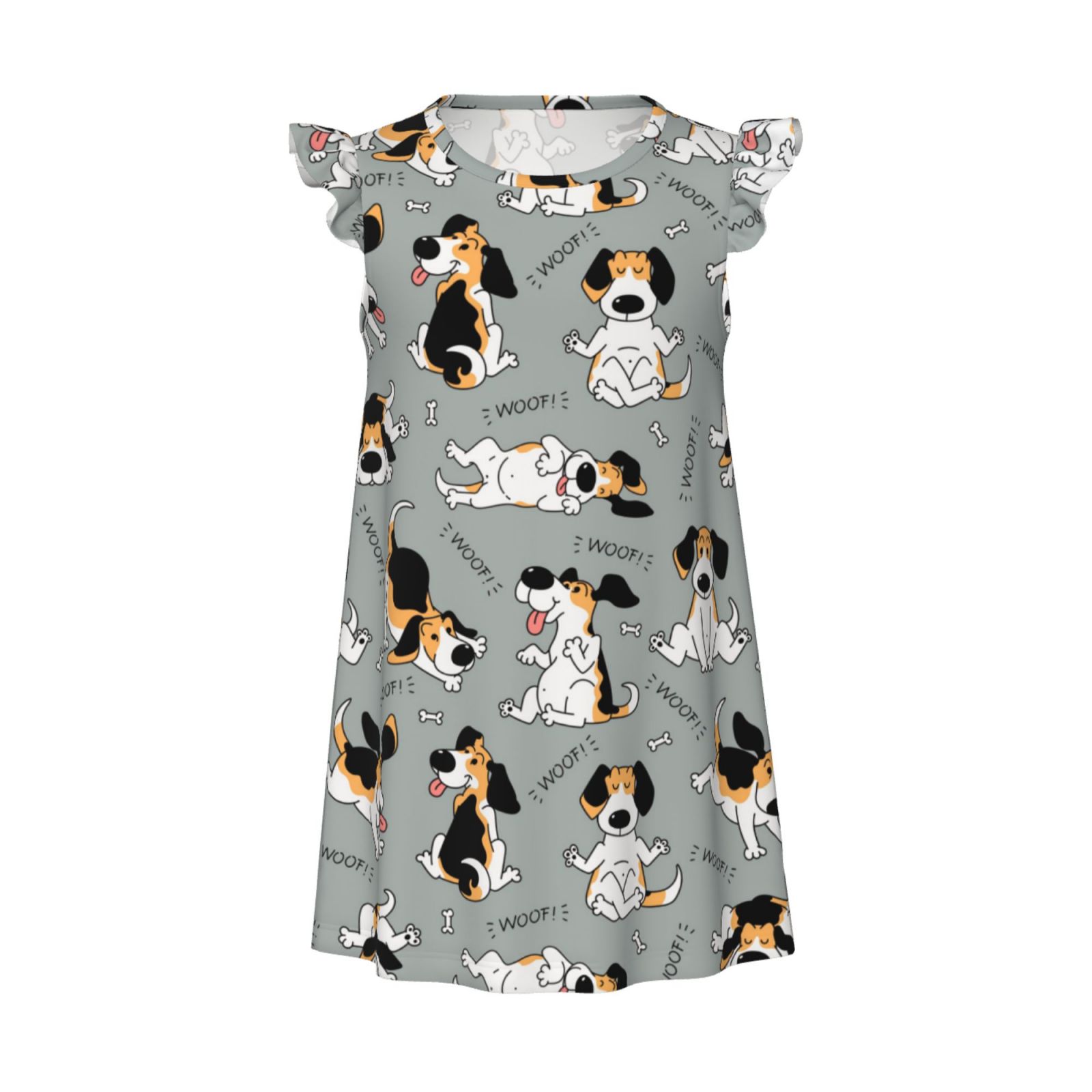 Funny Beagle Active Dog Girls Nightgowns, Short Sleeves Princess Dress ...