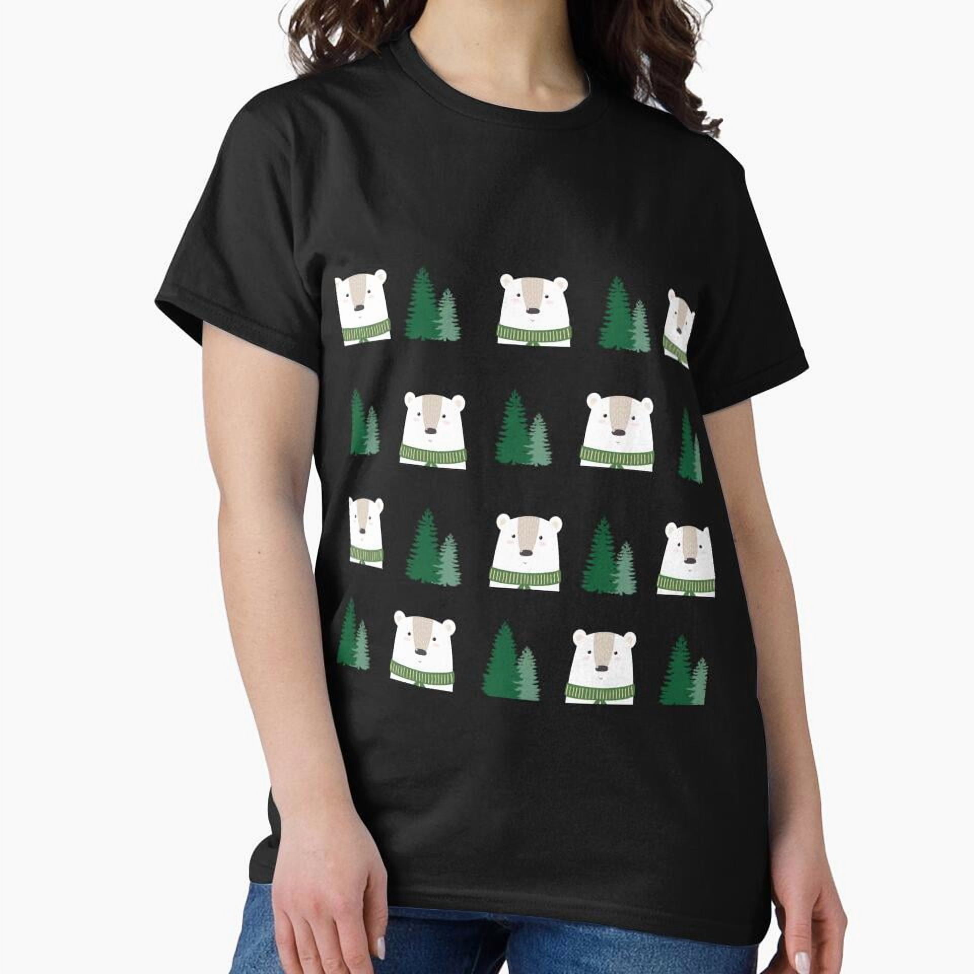 Funny Bear By A Christmas Tree Simple Woodland Animal Holiday H10727 T ...