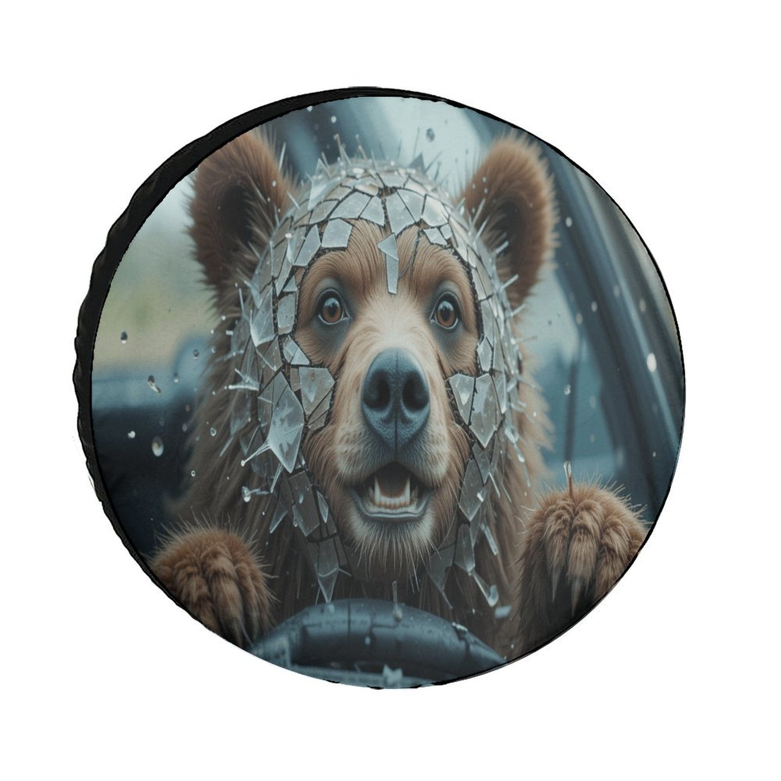 Funny Bear Printed Spare Tire Cover Waterproof UV Sun Fit for Trailer ...