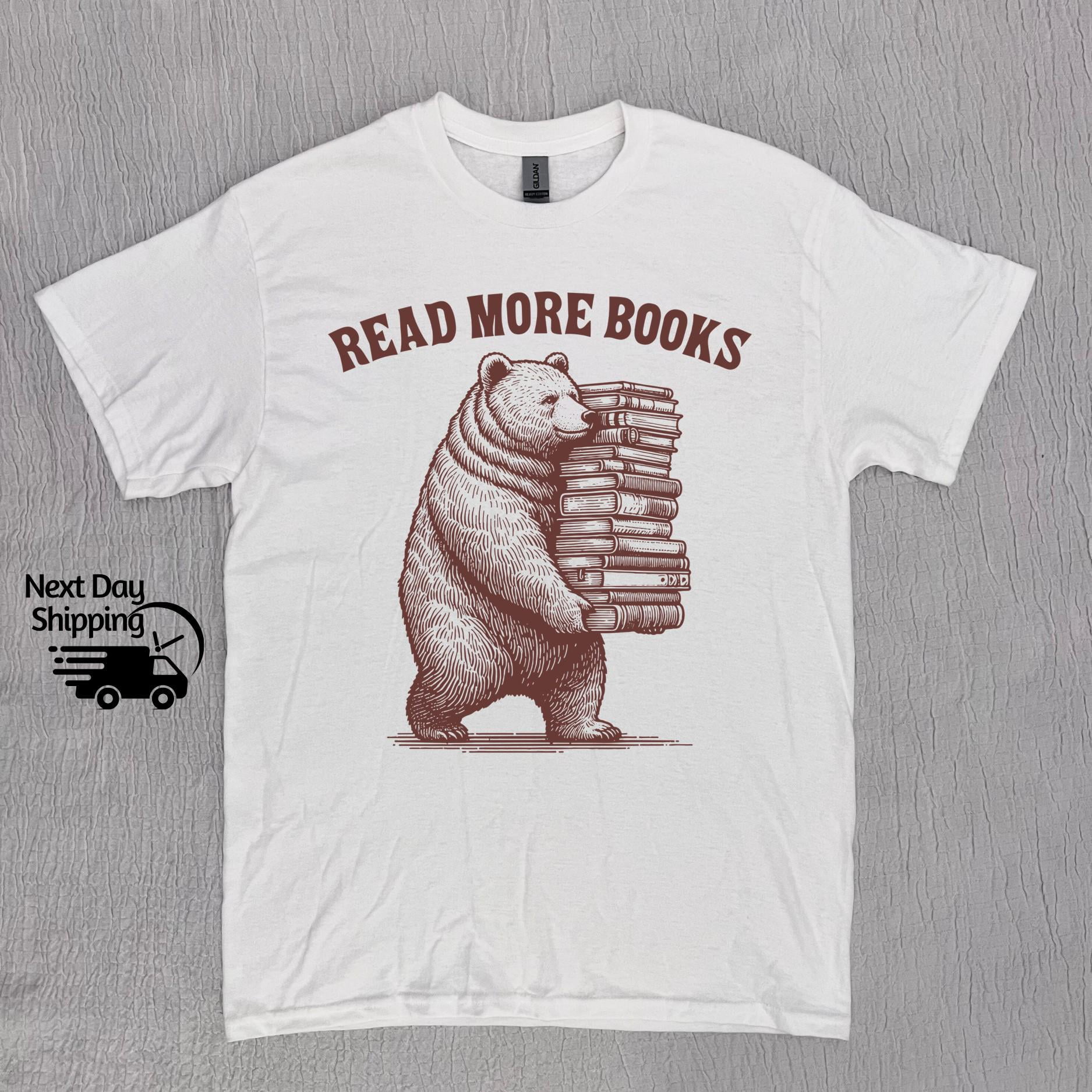 Funny Bear Read More Books Retro 90s Graphic Shirt, Book Lovers Tshirt ...