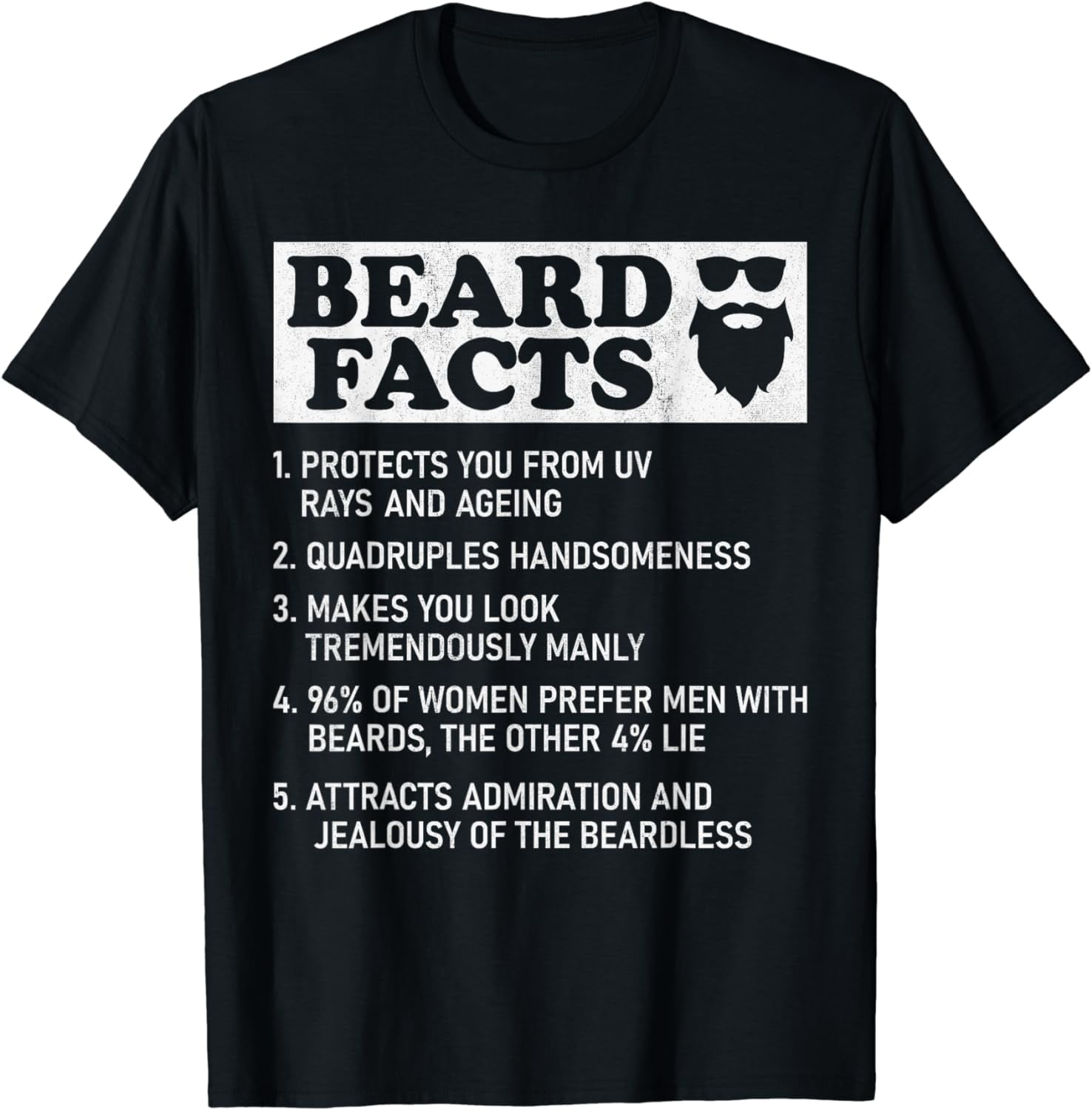 Funny Beard Facts: Protects Ageing, Makes Manly Bearded Man T-Shirt ...