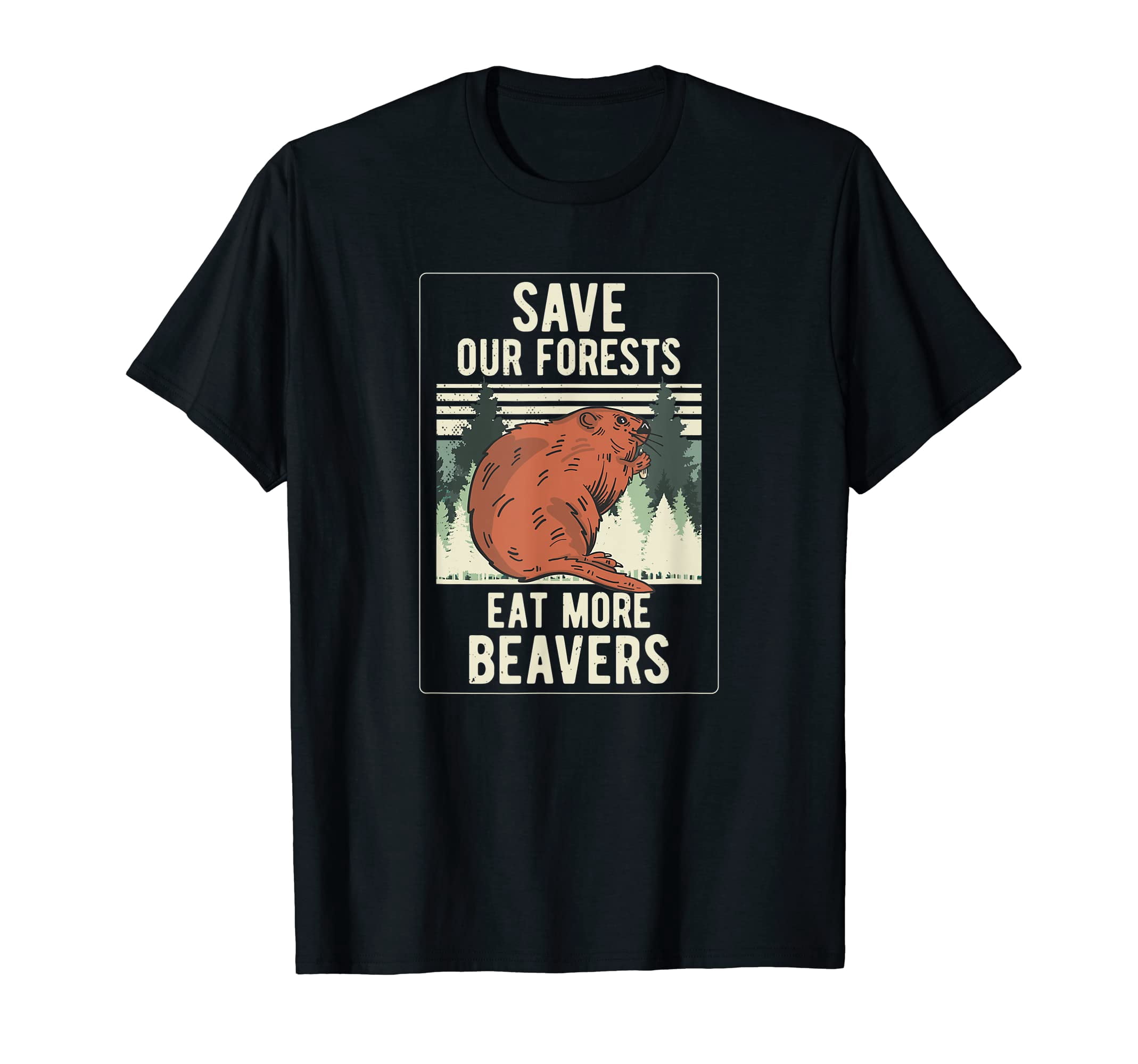 Funny Beaver Cartoon T-Shirt for Environmental Awareness and Forest ...